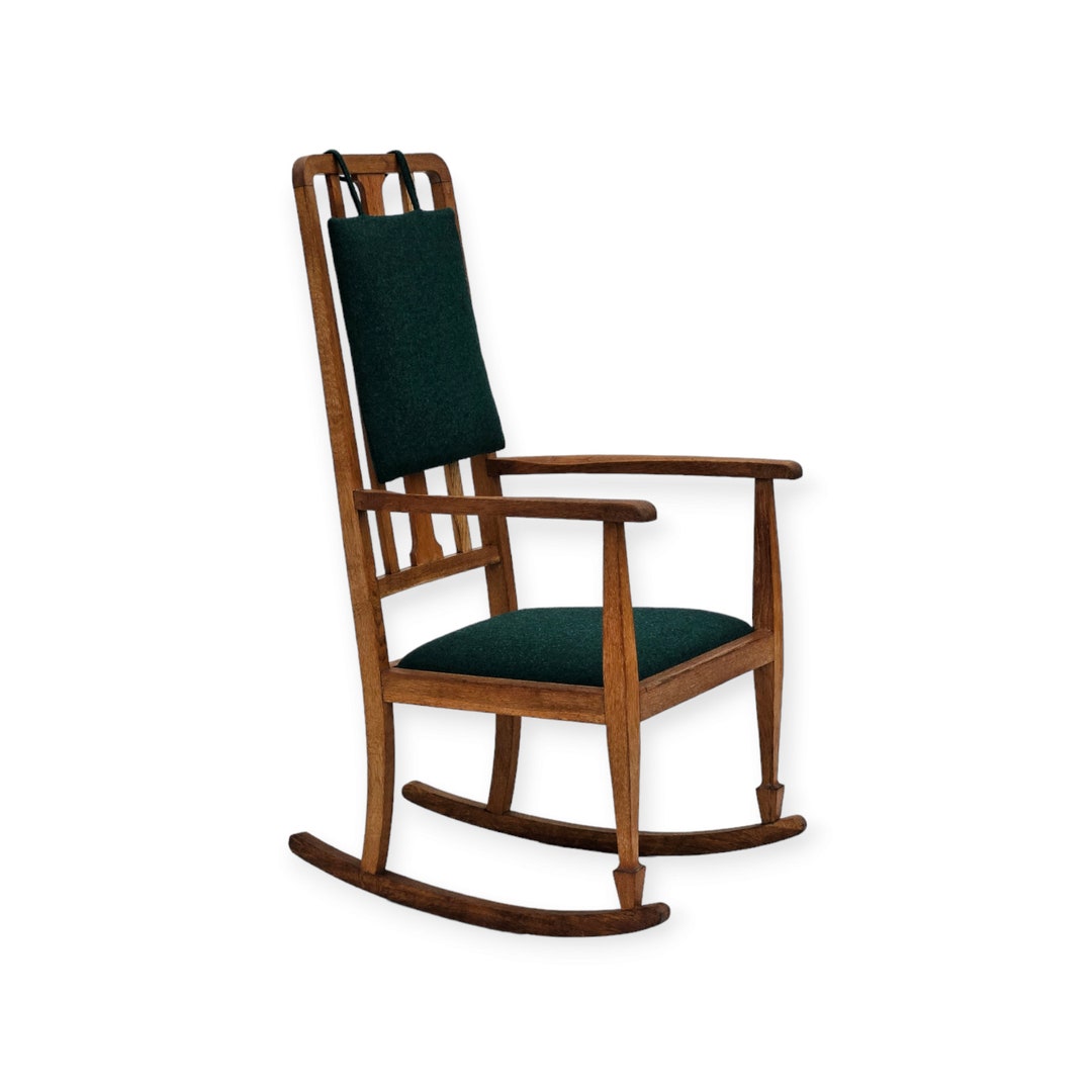 1950-60s, Reupholstered Danish Highback Rocking Chair, KVADRAT ...