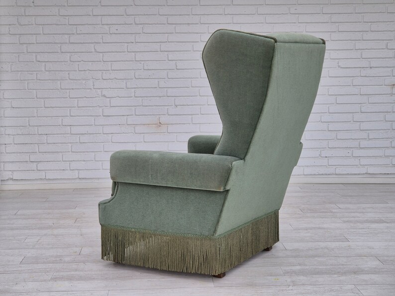 1970s, Danish Wingback Armchair, Original Condition, Furniture Velour ...