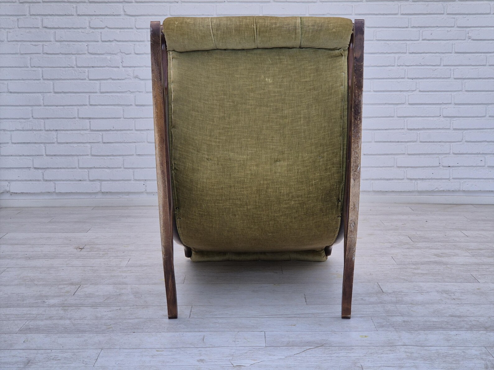 1950s, Scandinavian Rocking Chair, Vintage Green Furniture Velour, Good ...