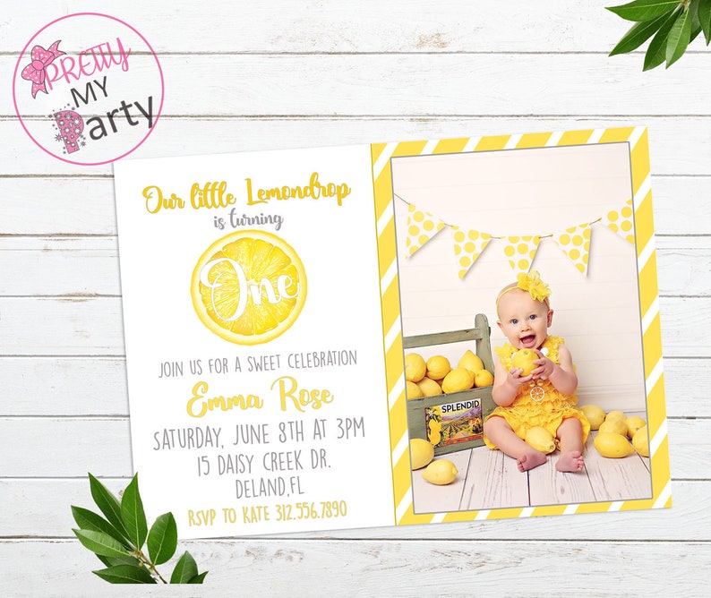 Editable Lemon Birthday Invitation Girl First Birthday Invite - Etsy