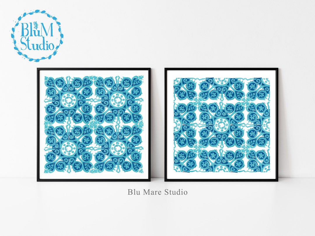 Southern Italian Mediterranean Square Tiles, Italy, Tiles, Giclee ...