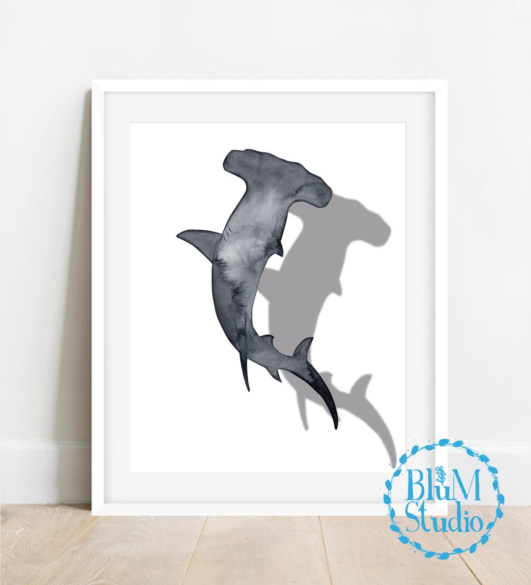Printable Shark Artwork, Hammerhead, Shark Printable, Watercolor Sharks ...