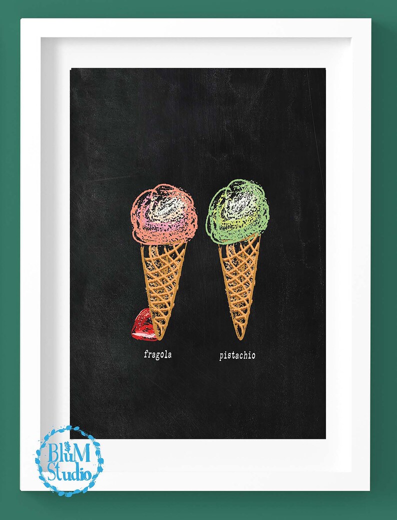 Set of 4 Italian Gelato Signs, Kitchen, Dining Printable, Digital ...