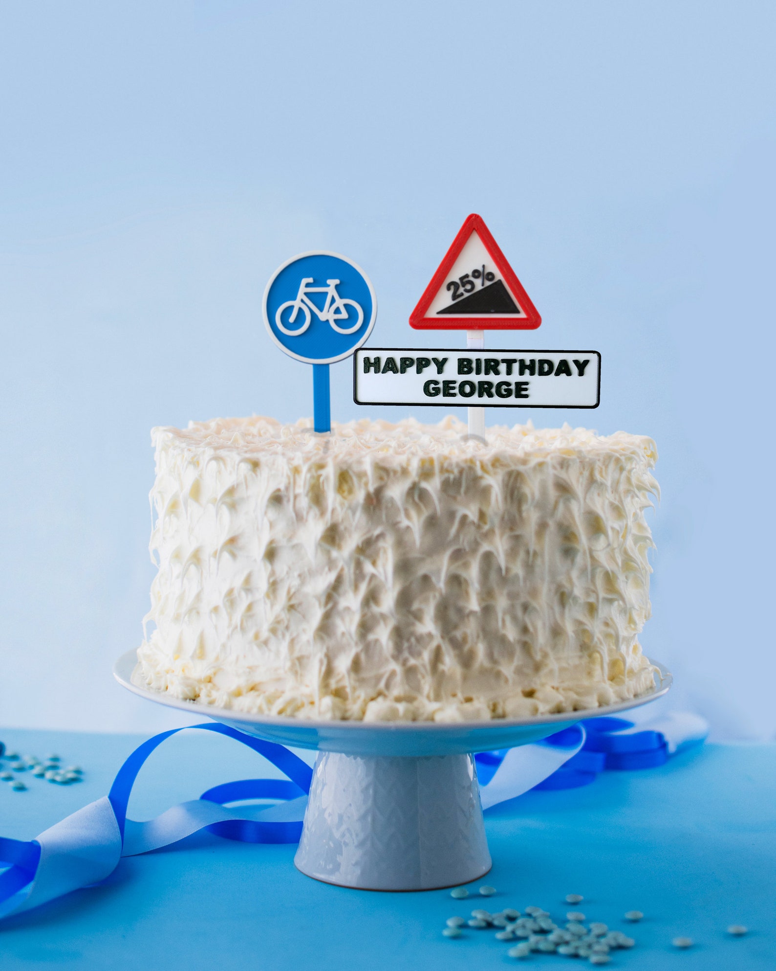 UK Road Sign Cake Topper Stake Bike Steep Incline No Entry No | Etsy