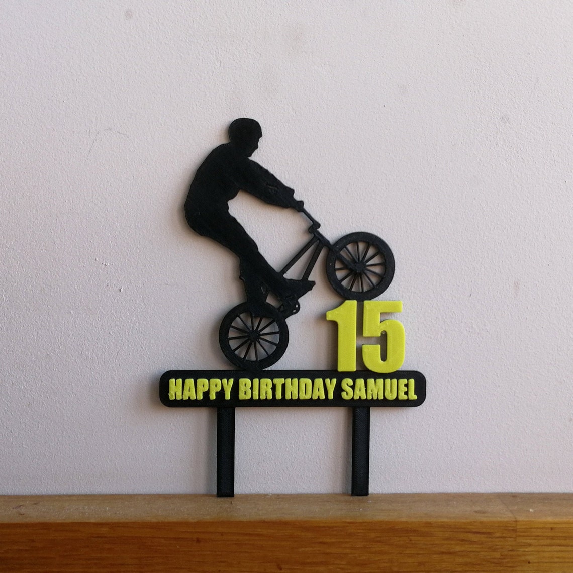 Personalised Birthday Cake Stake Topper Decoration 3D Print BMX Bike ...
