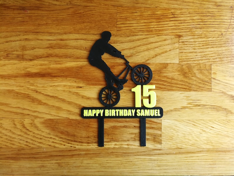 Personalised Birthday Cake Stake Topper Decoration 3D Print BMX Bike ...