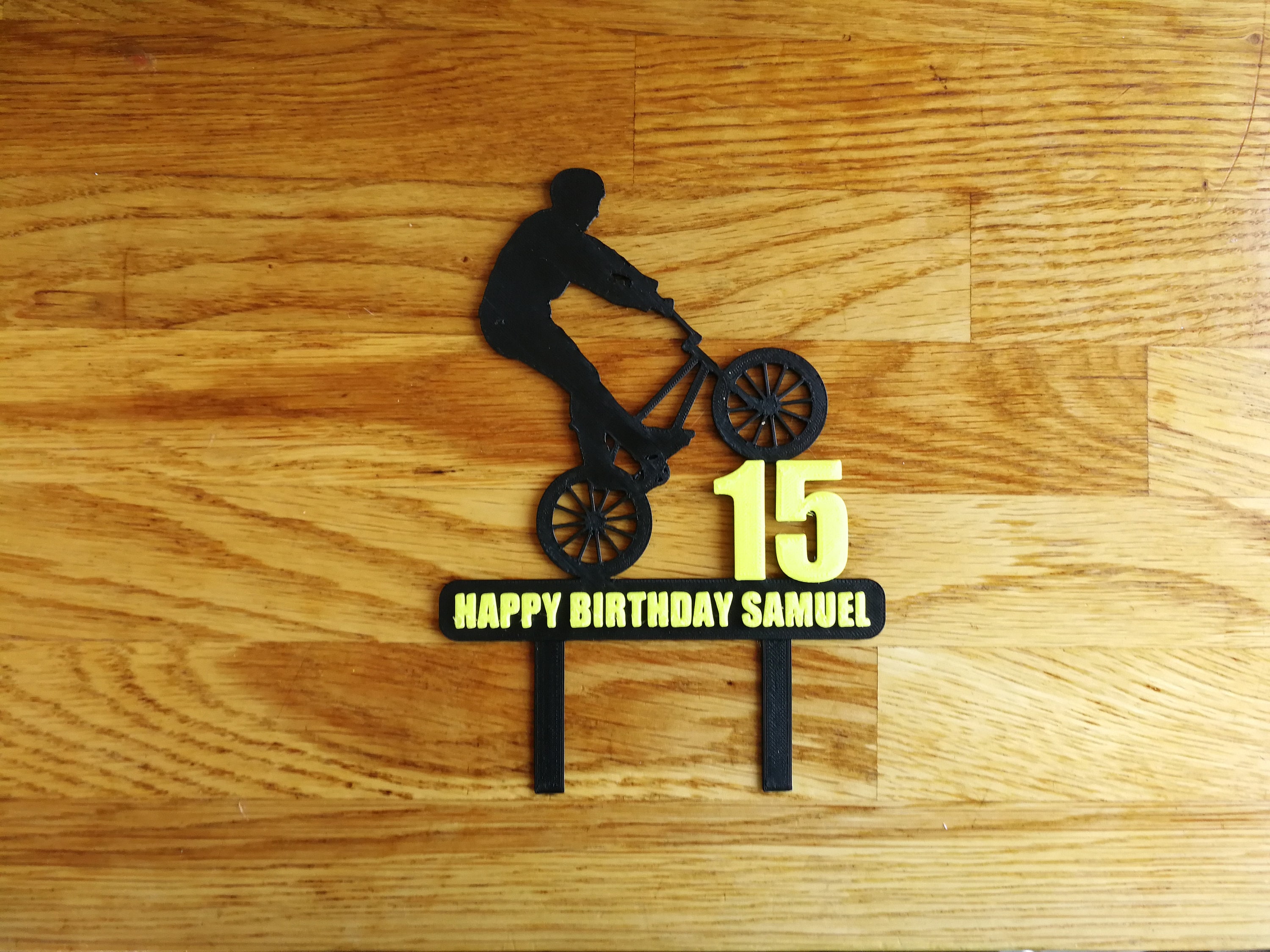 Personalised Birthday Cake Stake Topper Decoration 3D Print BMX Bike ...