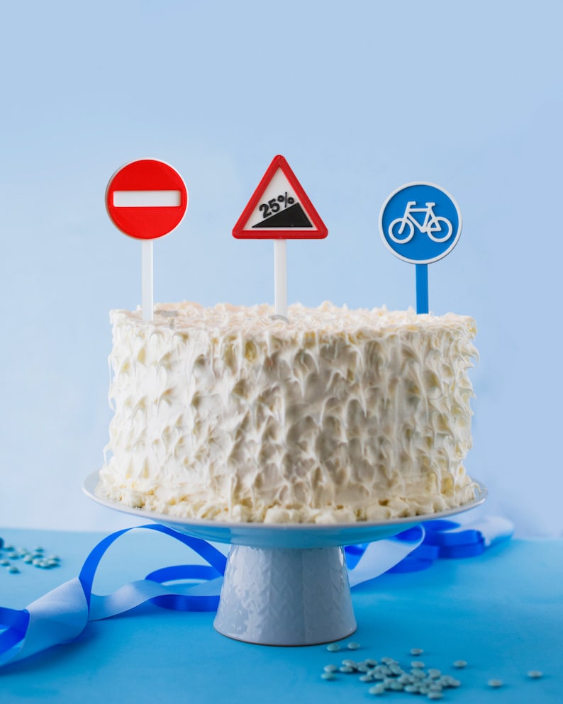 UK Road Sign Cake Topper Stake Bike Steep Incline No Entry No | Etsy