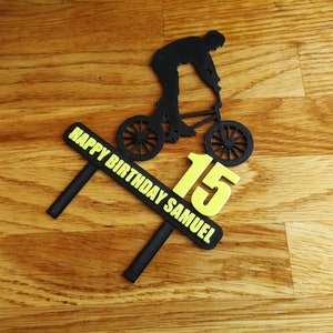 Personalised Birthday Cake Stake Topper Decoration 3D Print BMX Bike ...