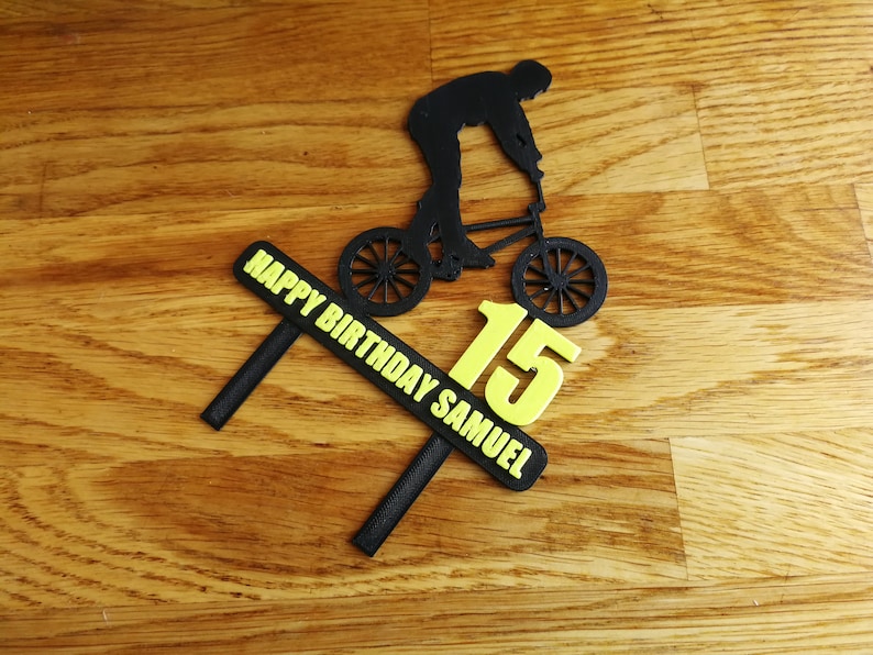 Personalised Birthday Cake Stake Topper Decoration 3D Print BMX Bike ...