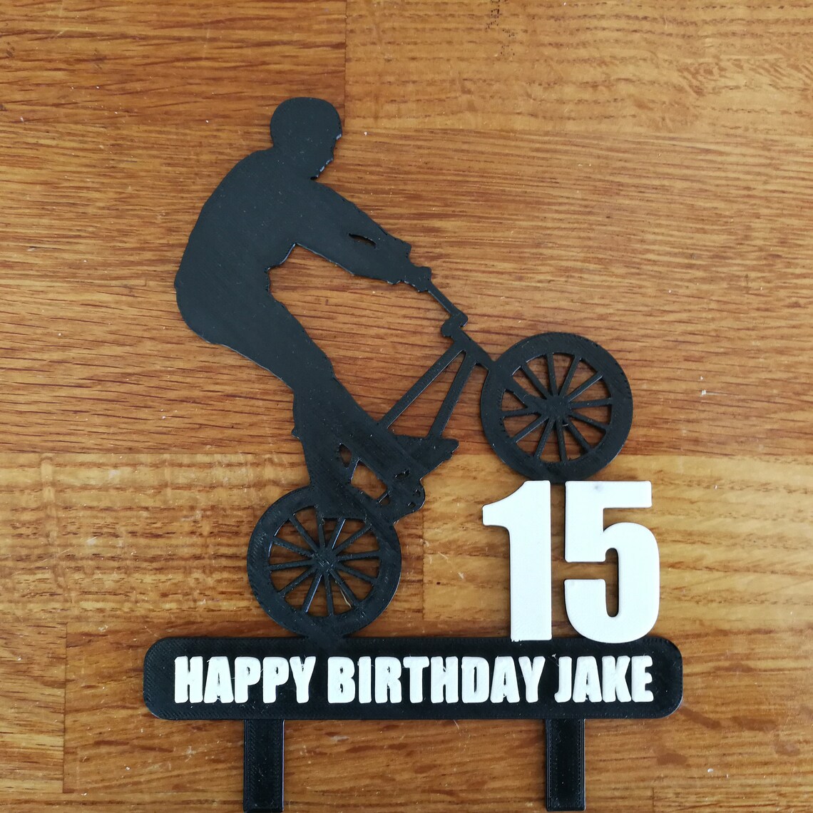 Personalised Birthday Cake Stake Topper Decoration 3D Print BMX Bike ...