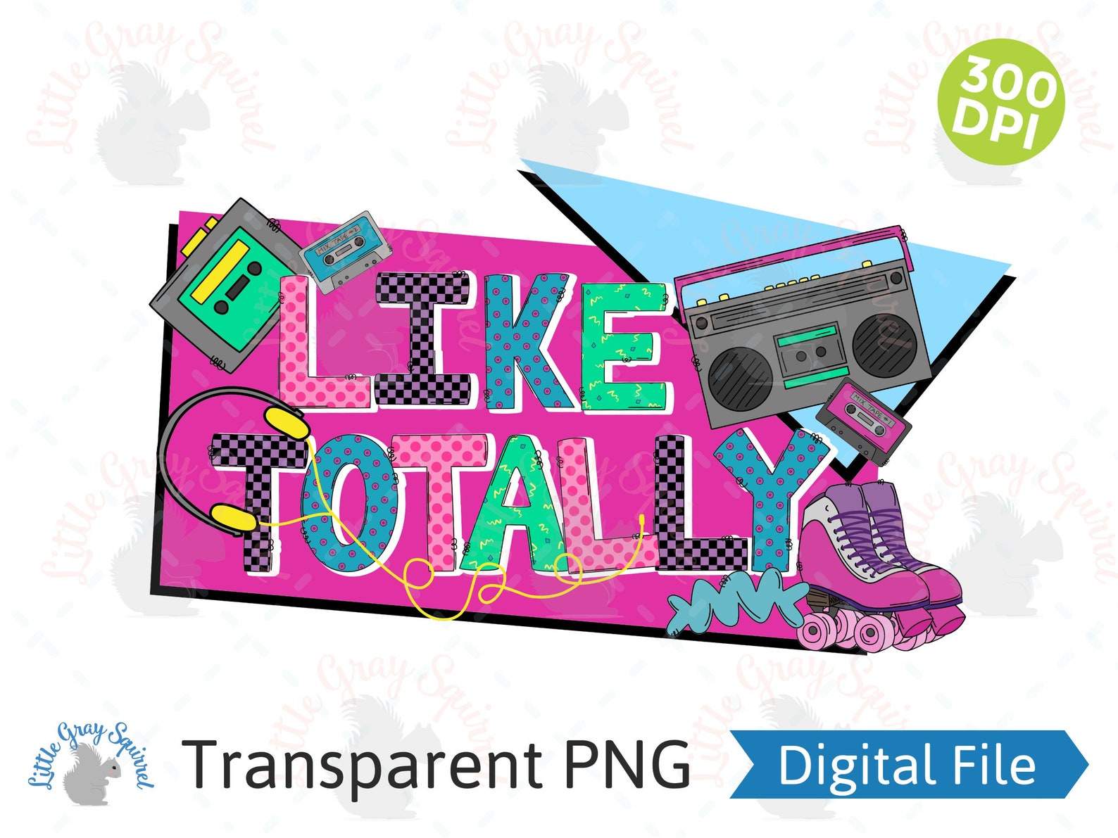 Like Totally 80s PNG Roller Skates, Cassette Tape, 80s Party, Scrunchie ...