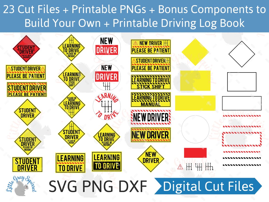 Student Driver Cut File Bundle SVG DXF PNG Cut Files + Printable ...