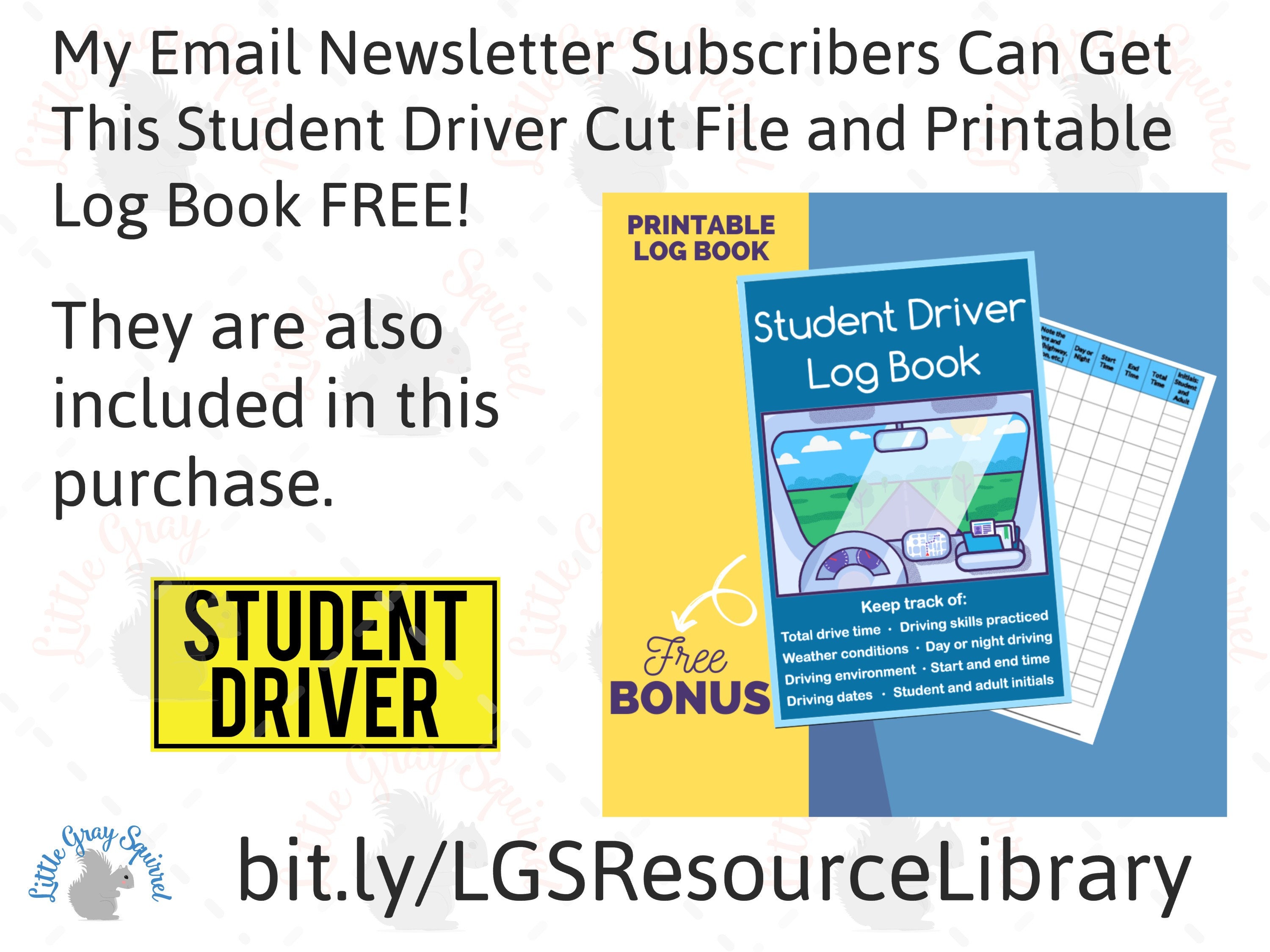 Student Driver Cut File Bundle SVG DXF PNG 23 Cut Files + Driving Log ...