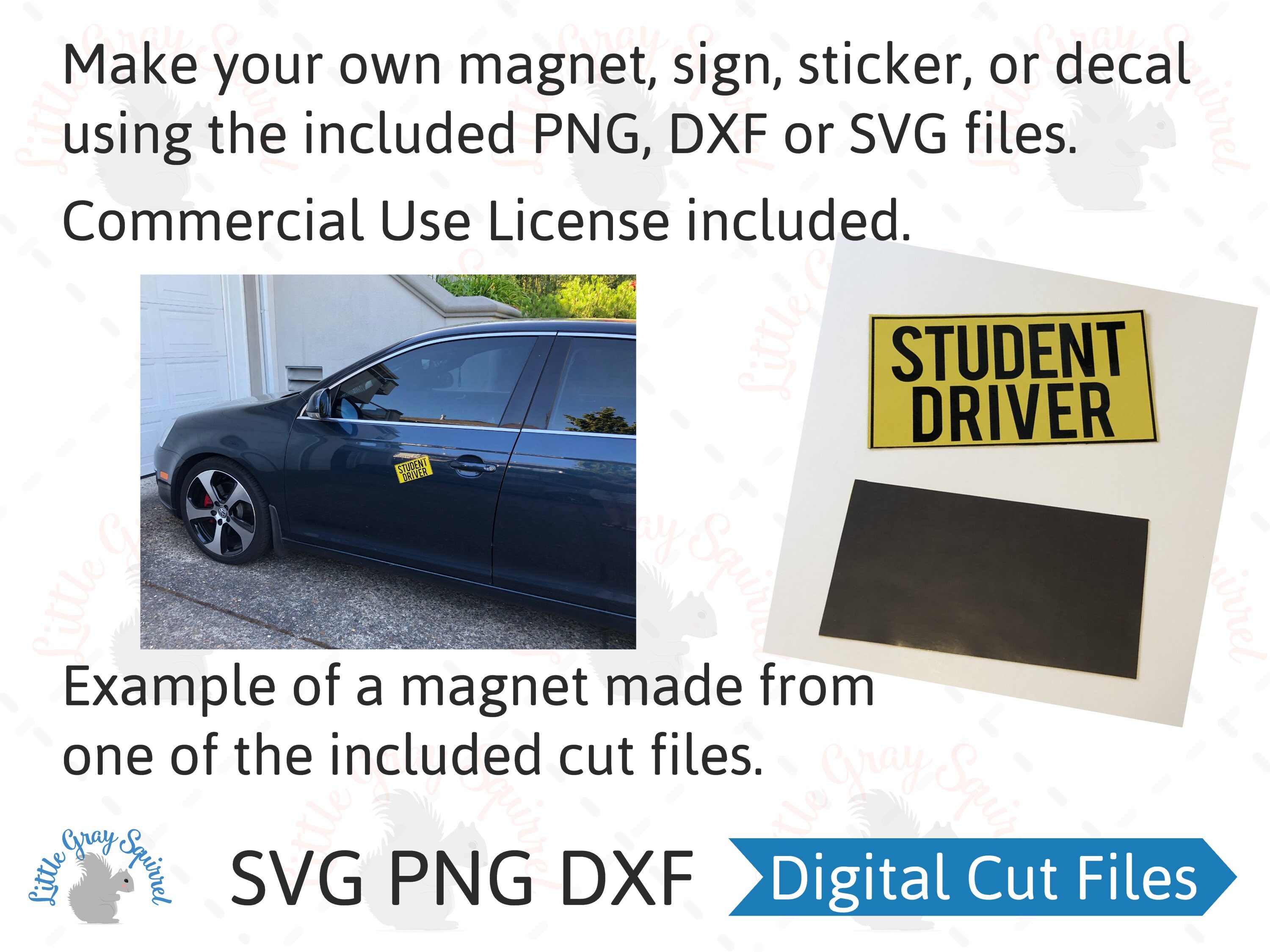 Student Driver Cut File Bundle SVG DXF PNG 23 Cut Files + Driving Log ...