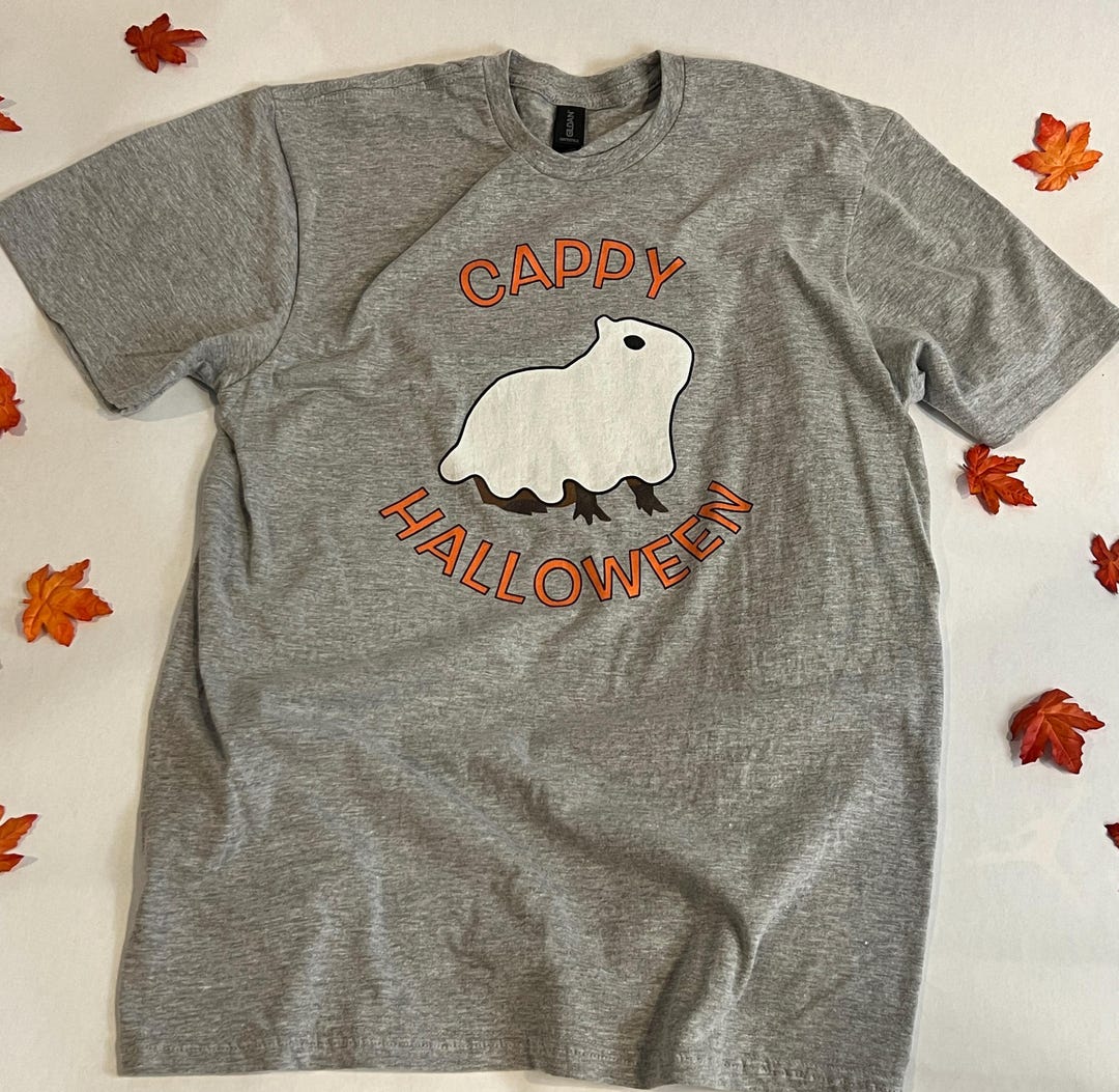 Cappy Halloween T-shirt, I Pull Up, Cute Capybara Ghost Halloween ...