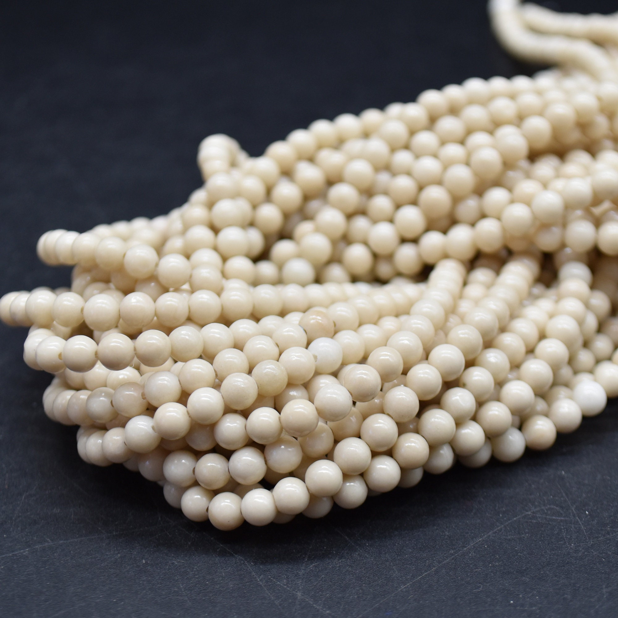 River Stone (cream) Jasper Round Beads - 3mm, 4mm, 6mm, 8mm, 10mm, 12mm ...
