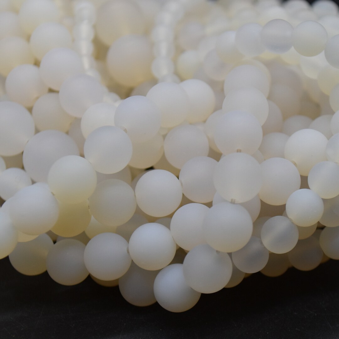 White Agate Frosted MATTE Round Beads - 4mm, 6mm, 8mm, 10mm Sizes - 14 ...