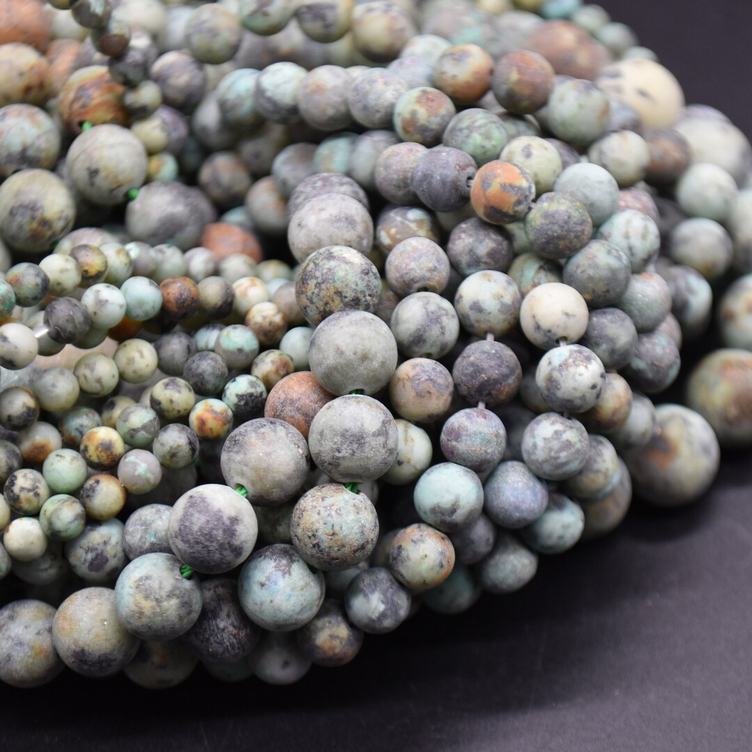 African Turquoise Frosted Matte Round Beads - 4mm, 6mm, 8mm, 10mm Sizes ...