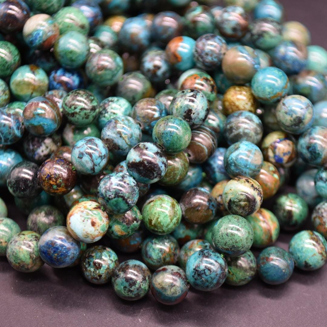 Chrysocolla (dark Green & Blue) Gemstone Round Beads - 8mm - 15 Strand ...