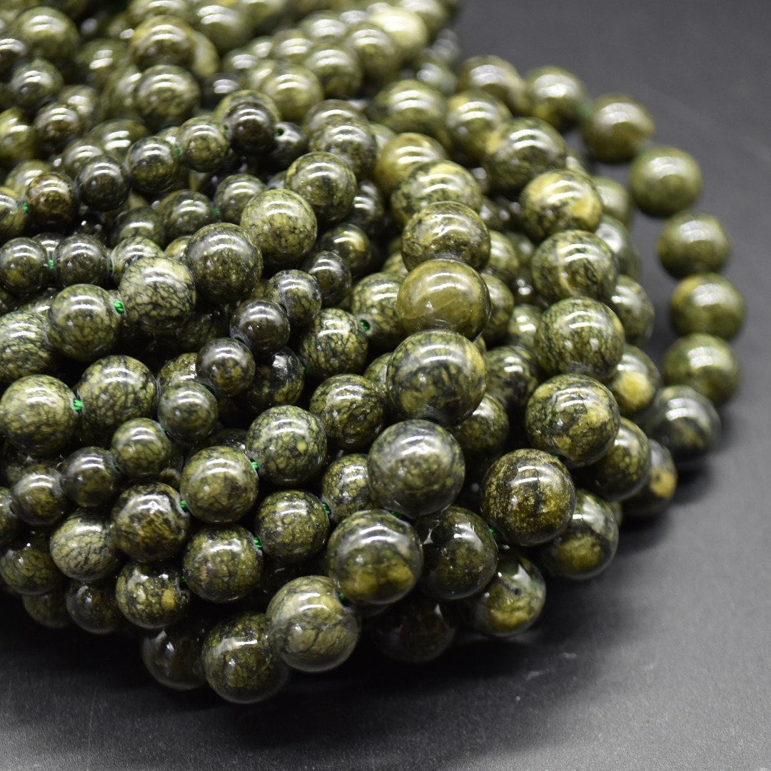 Serpentine (dark Green) Round Beads 4mm 6mm 8mm 10mm - 14" Strand ...