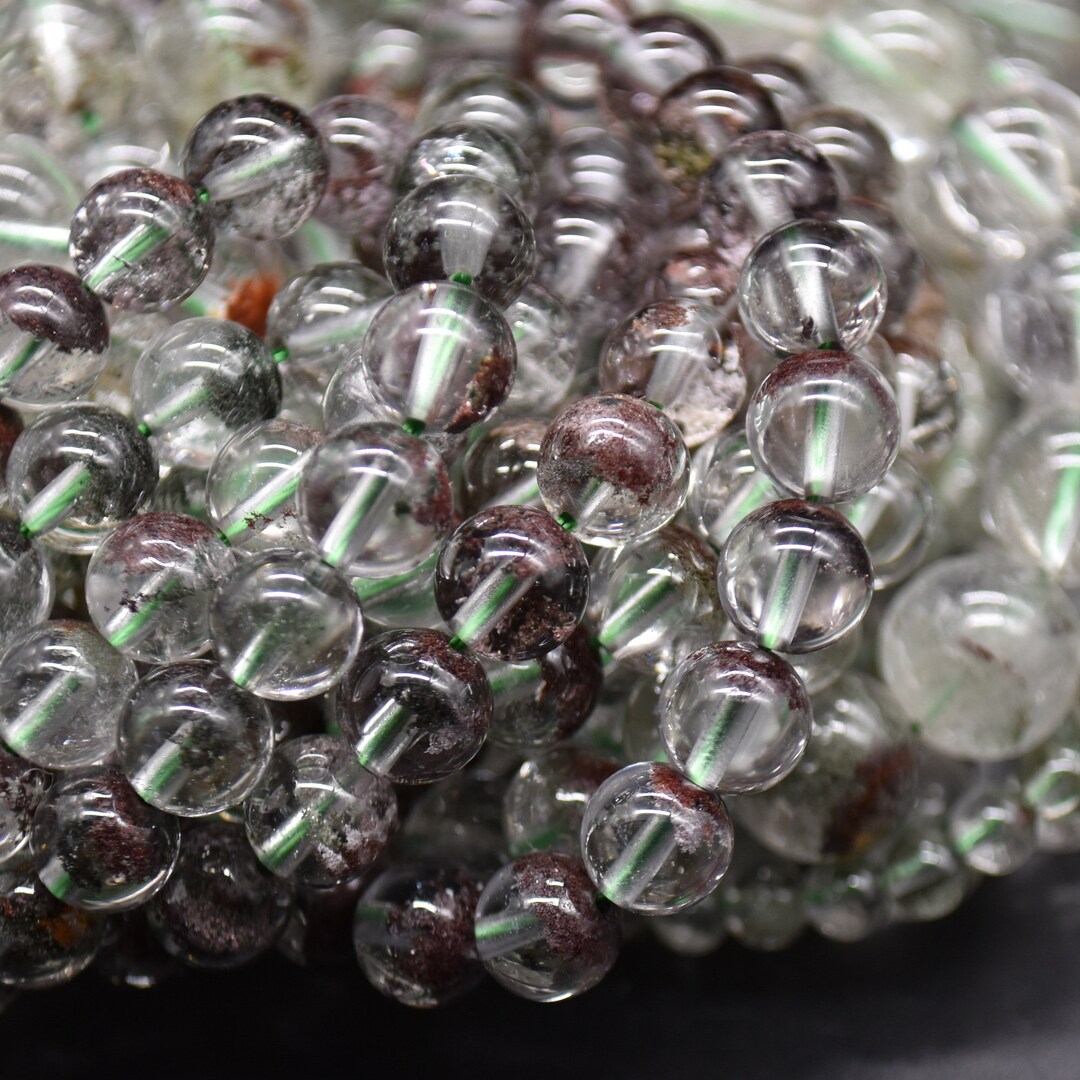 Green Phantom Quartz Round Beads - 4mm, 6mm, 8mm, 10mm Sizes - 14 ...