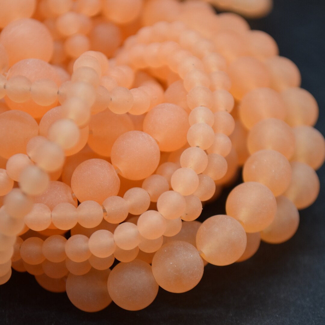 Cuentas redondas mate esmeriladas de jade naranja (teñidas) - Tamaños ...