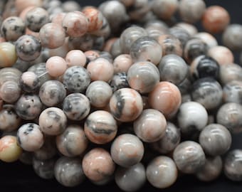 Natural Light Pink Zebra Jasper Beads Grade AAA in Round-full Strand 15 ...
