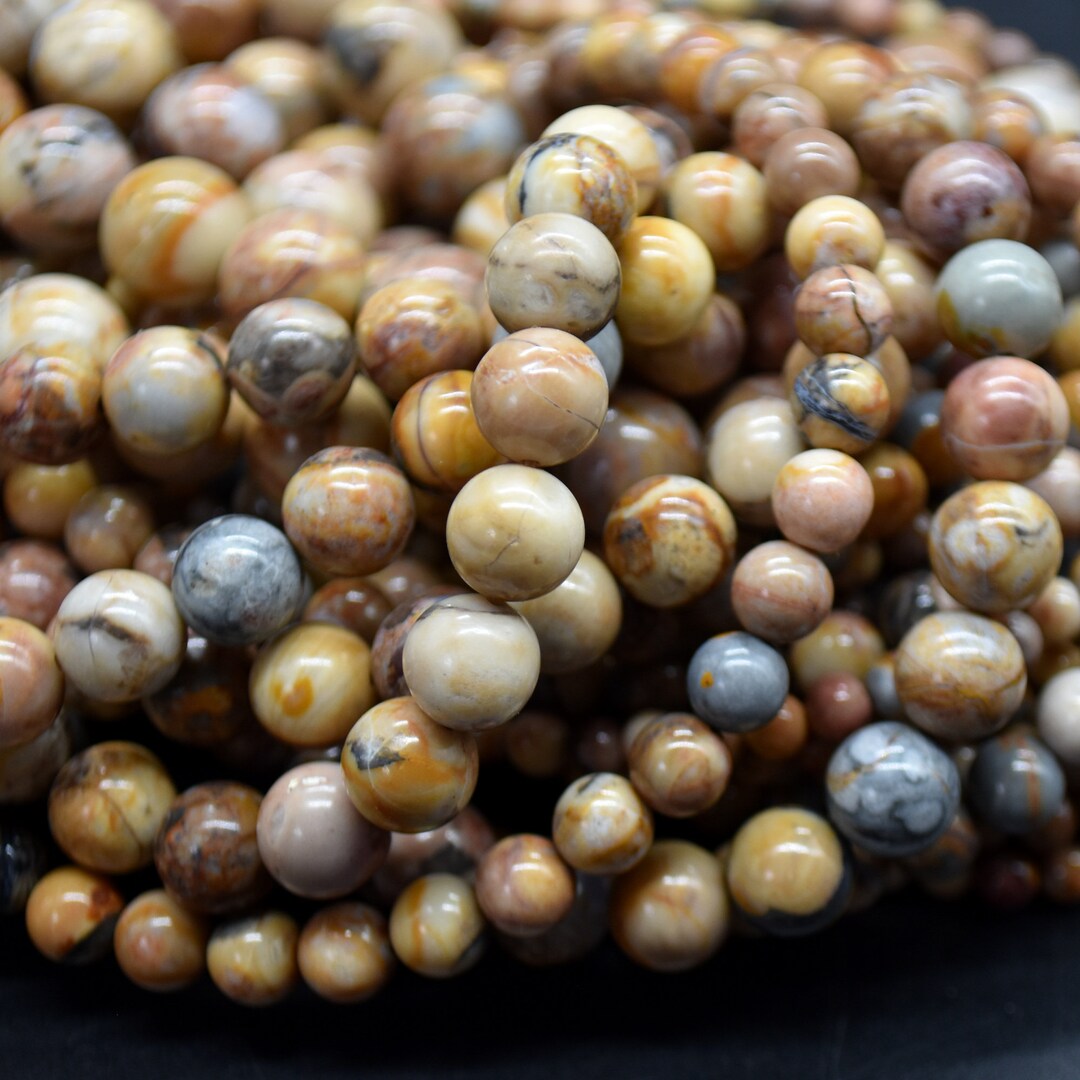Venus Jasper Round Beads - 4mm, 6mm, 8mm, 10mm Sizes - 14" Strand ...