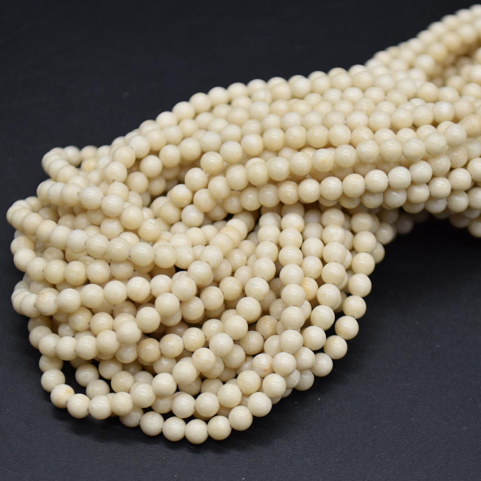 River Stone (cream) Jasper Round Beads - 3mm, 4mm, 6mm, 8mm, 10mm, 12mm ...