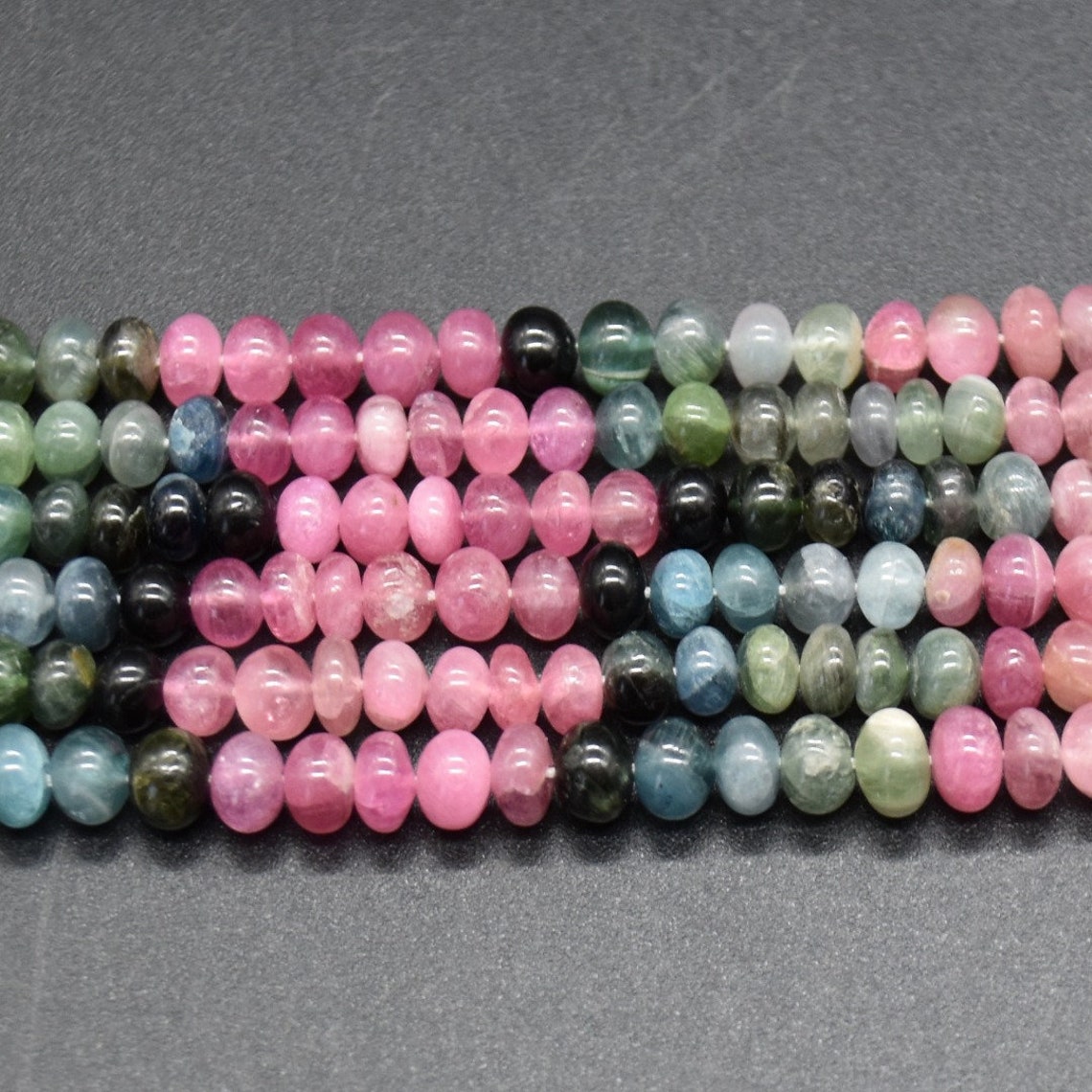 Multi-coloured Tourmaline Gemstone Irregular Smooth Rondelle Beads - 3 ...
