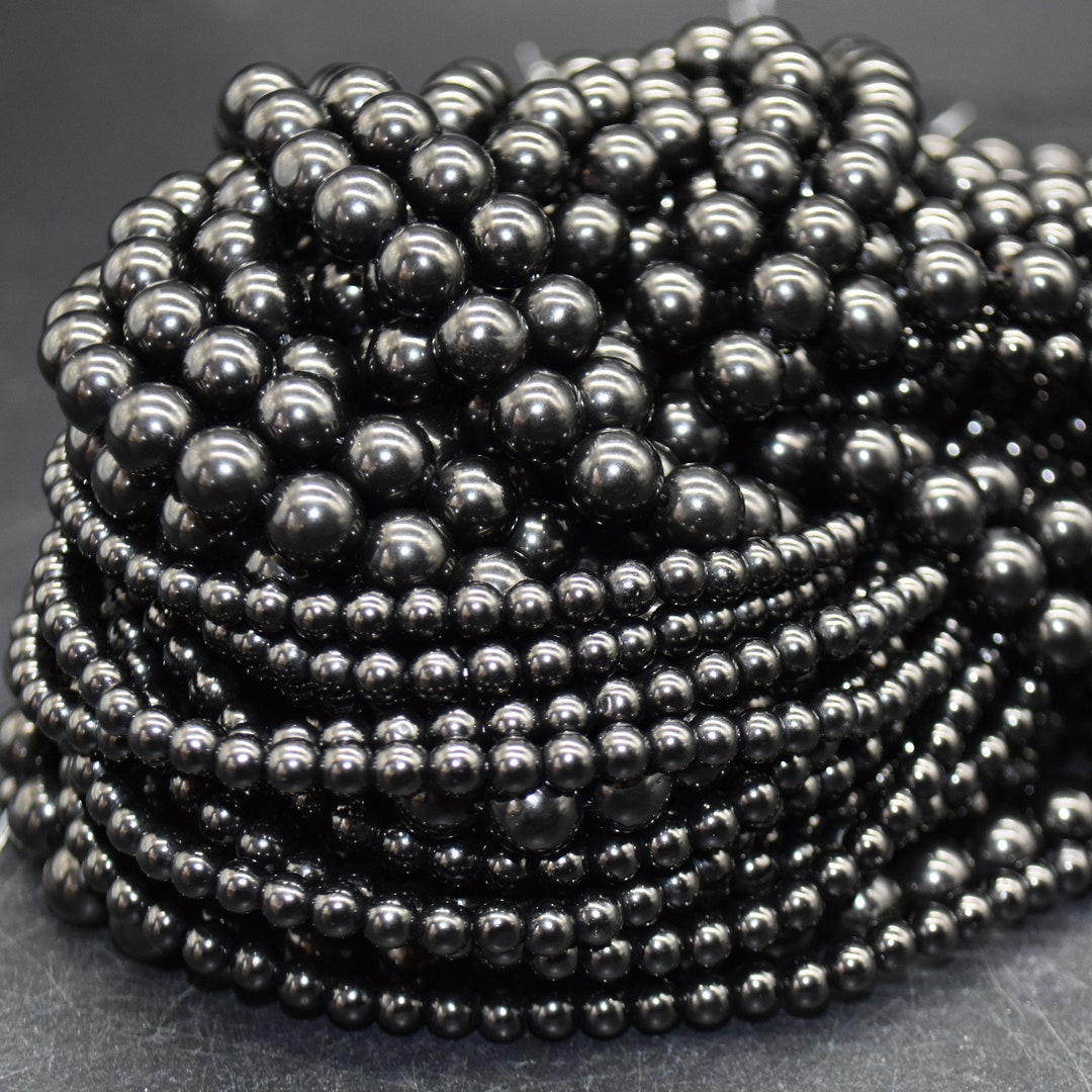 Jet Round Beads - 4mm, 6mm, 8mm, 10mm Sizes - 14" Strand - Natural ...
