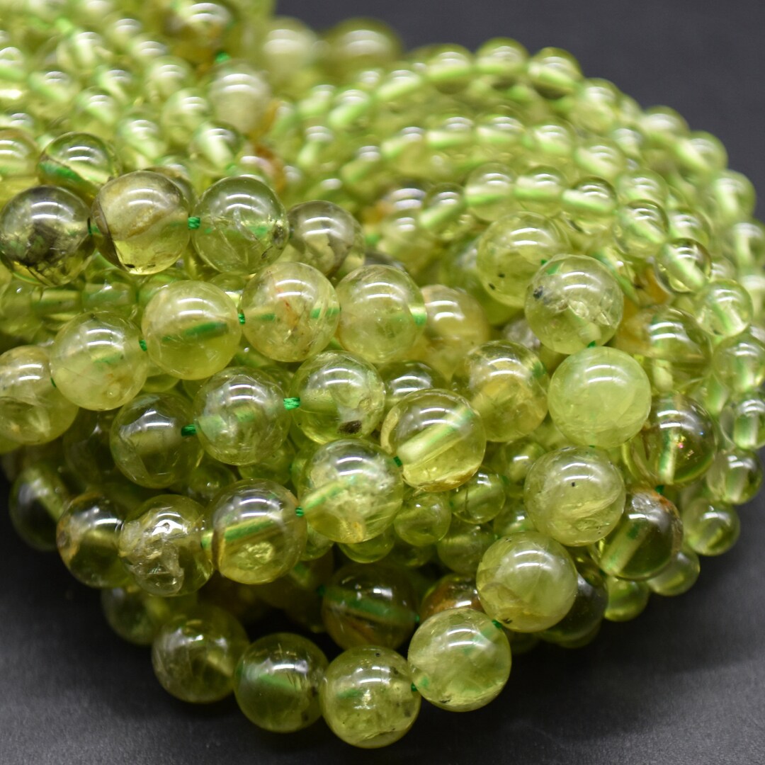 Peridot (green) Round Beads - 4mm, 6mm Sizes - 14" Strand - Natural ...