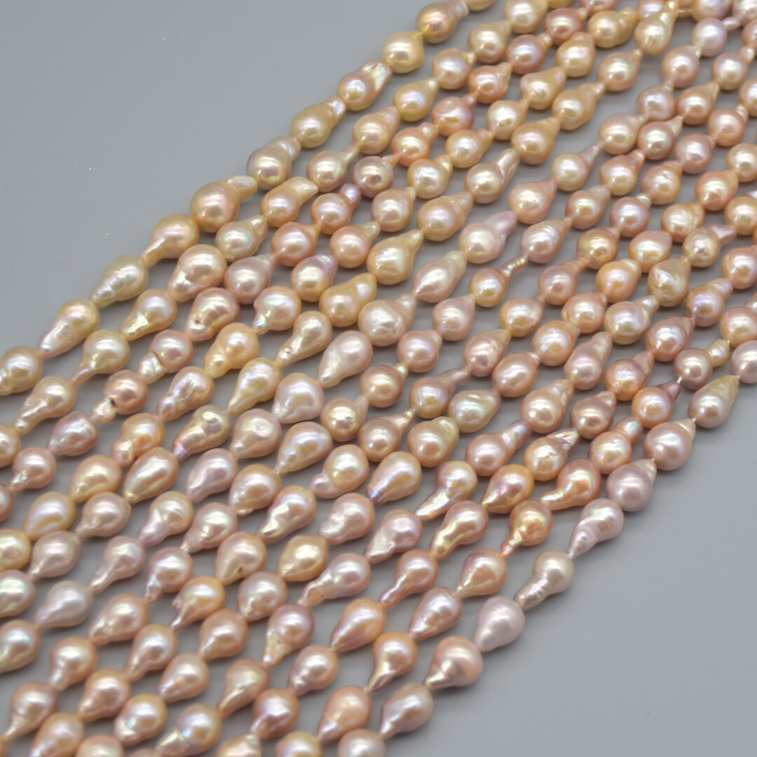 Freshwater Baroque Teardrop Edison Pearl Beads Peach Orange 9mm 11mm 14 ...