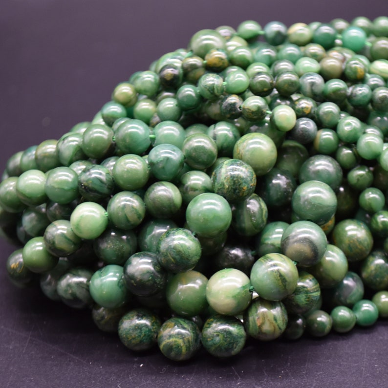 Verdite African Jade Round Beads - 4mm, 6mm, 8mm, 10mm Sizes - 14 ...