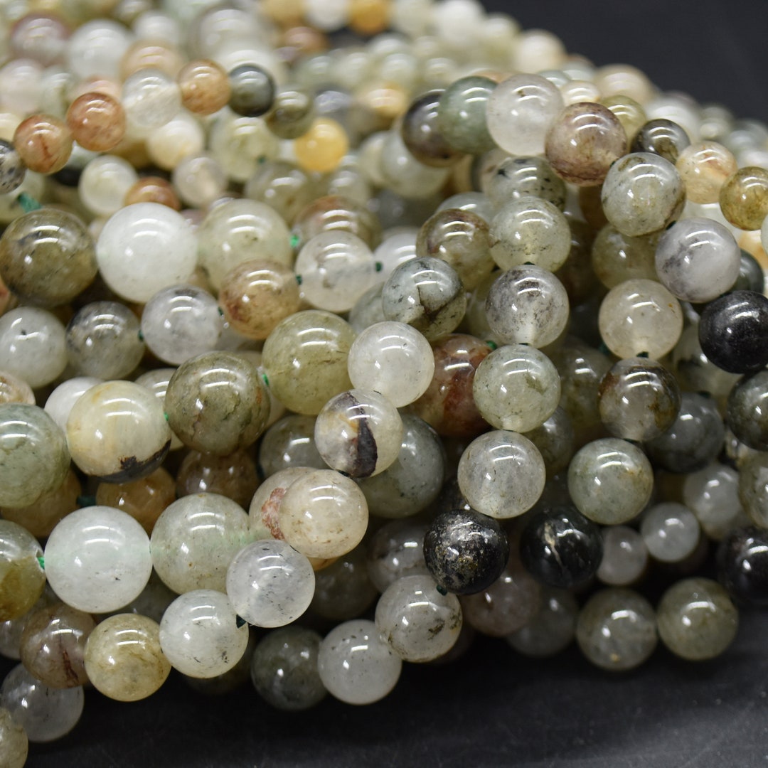 Chlorite Green Phantom Quartz Round Beads - 6mm, 8mm, 10mm Sizes - 14 ...