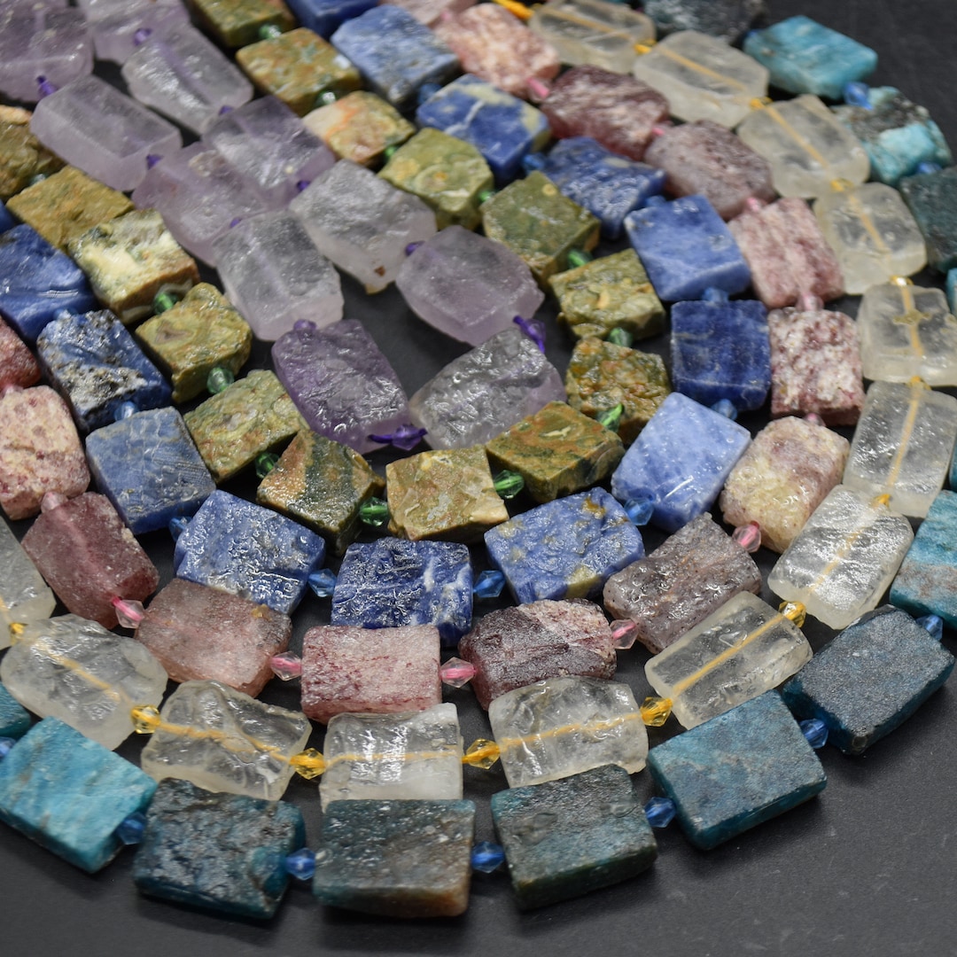 Semi-precious Gemstone Rectangle Beads With Raw Look - 18mm X 13mm - 15 ...