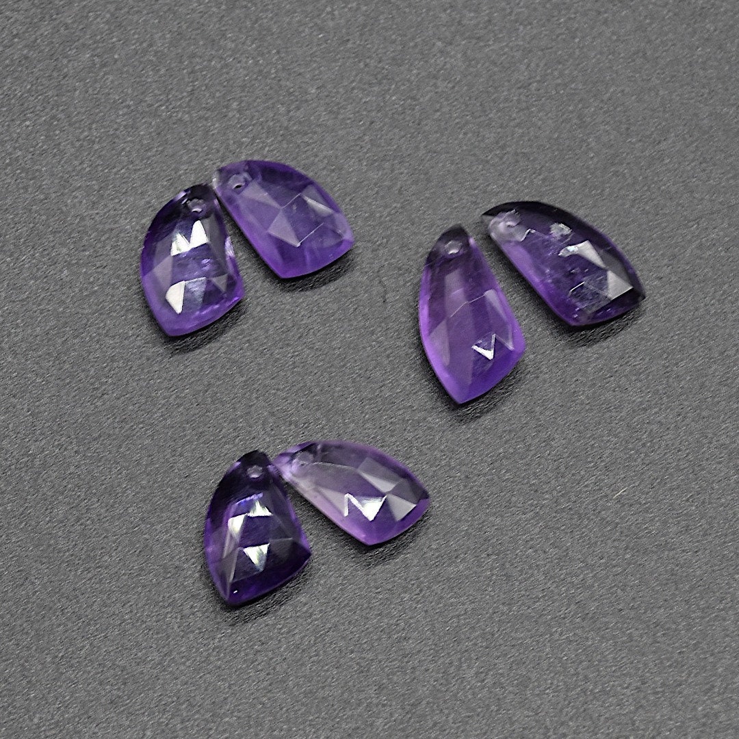 Amethyst Faceted Gemstone Irregular Shaped Earrings Beads - 1.5cm X 1cm ...