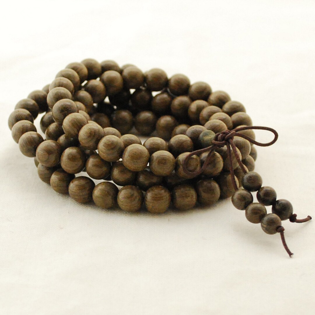 Dark Green Phoebe Silk Zhennan Round Wood Beads 108 Beads Mala Prayer ...