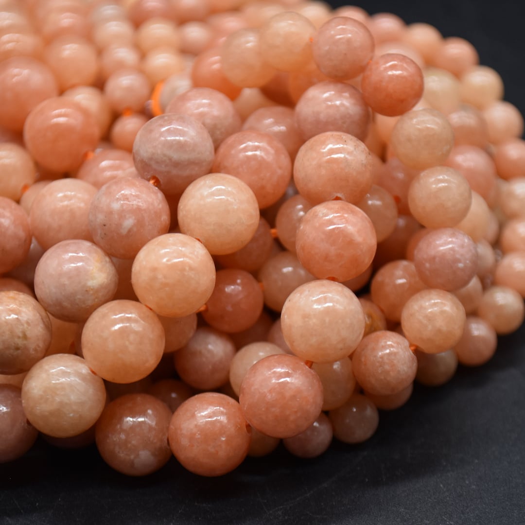 Peach Calcite Round Beads - 6mm, 8mm, 10mm Sizes - 14" Strand - Natural ...