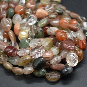 Multi-colour Rutilated Quartz Gemstone Pebble Tumblestone Nugget Beads ...