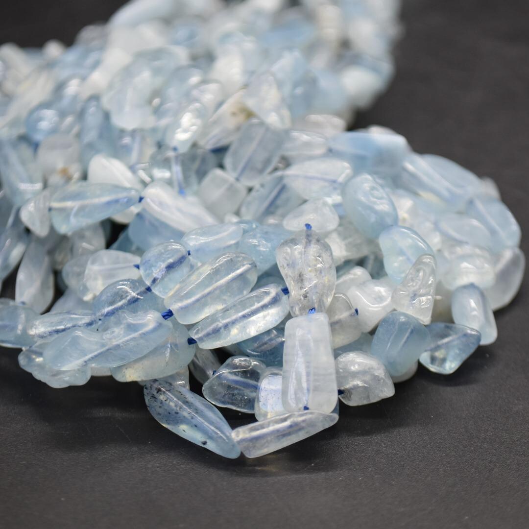 Aquamarine Irregular Gemstone Pebble Tumblestone Nugget Beads - 8mm ...