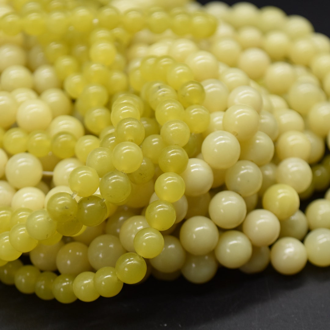 Lemon Jade (yellow) Round Beads - 4mm, 6mm, 8mm, 10mm Sizes - 14 ...