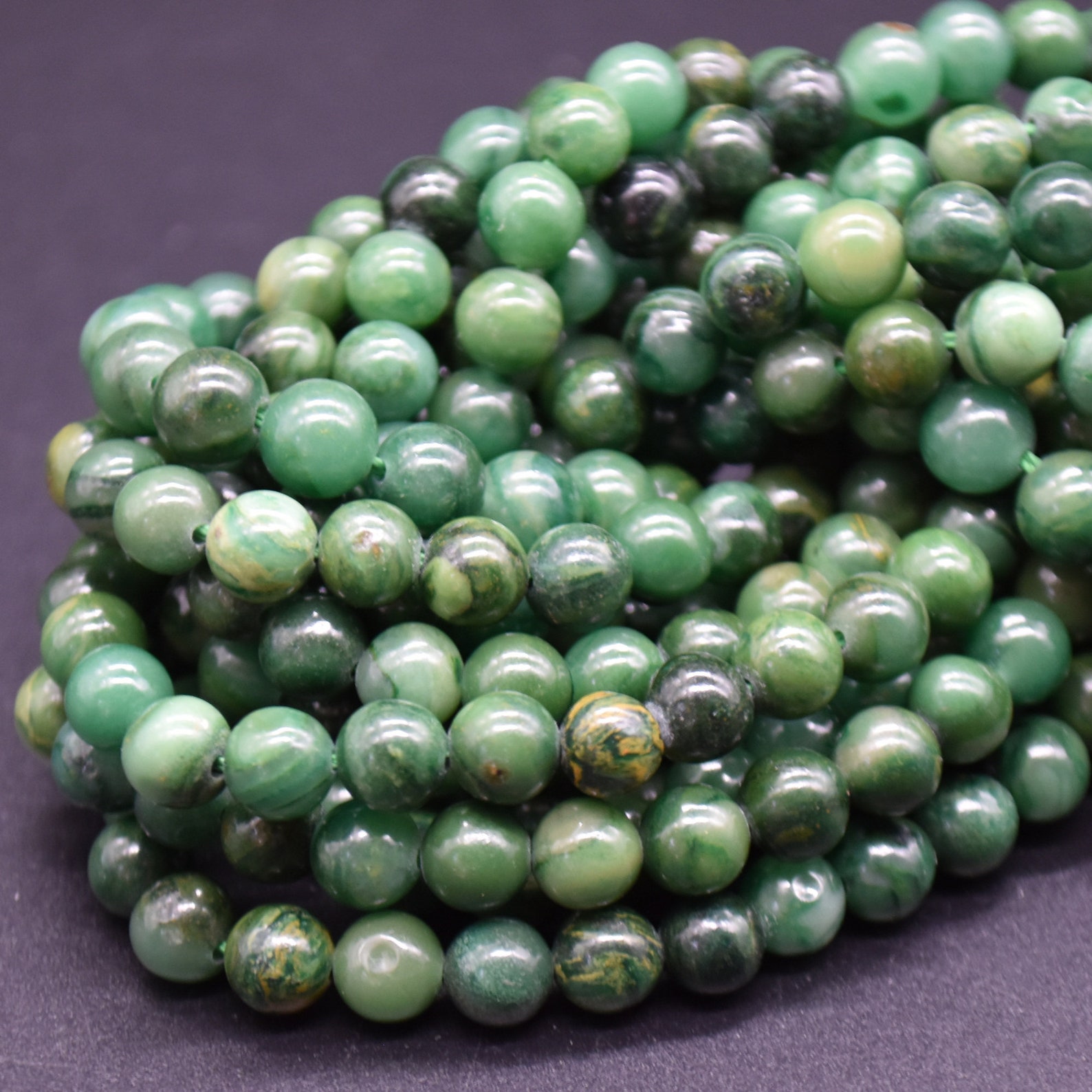 Verdite African Jade Round Beads - 4mm, 6mm, 8mm, 10mm Sizes - 14 ...