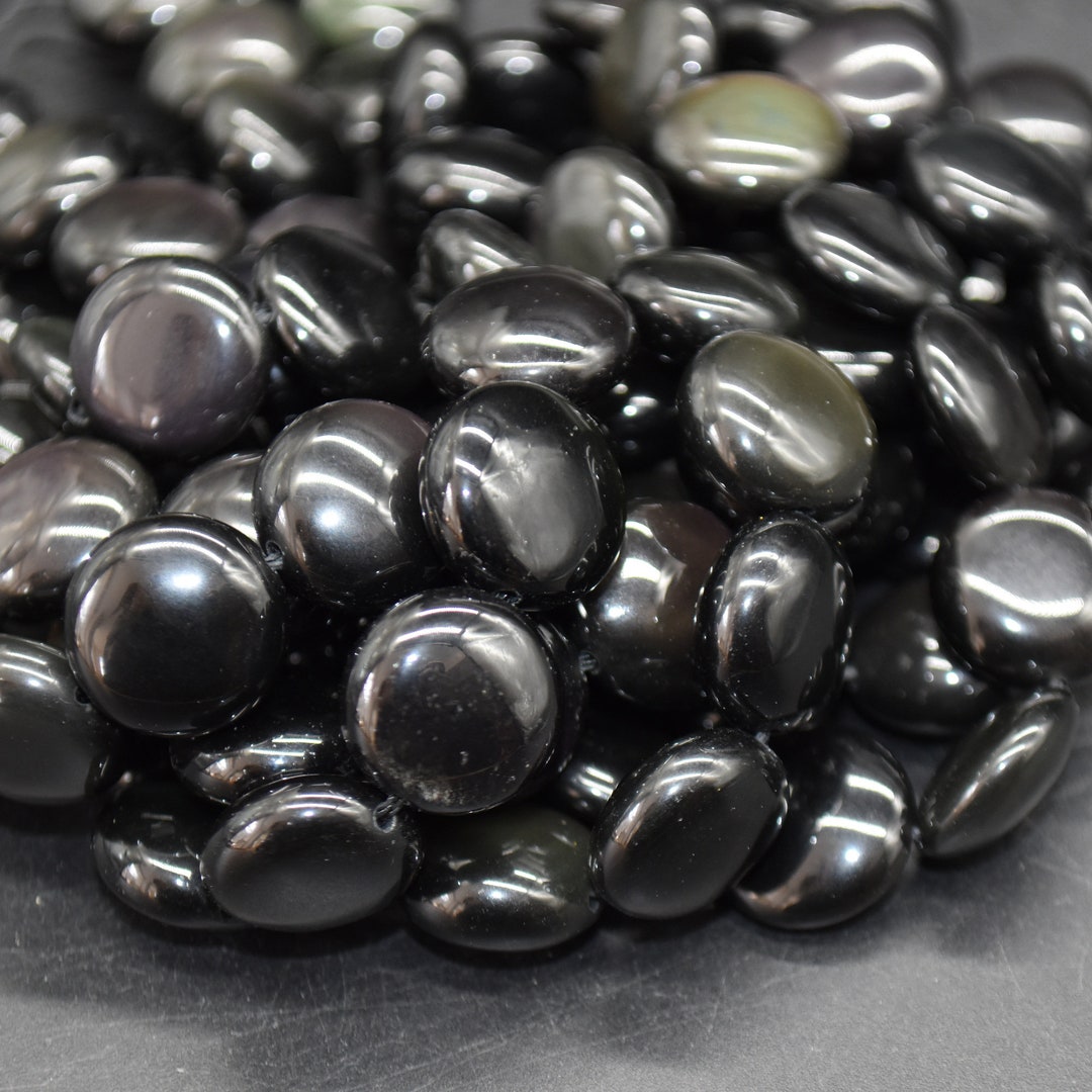 Rainbow Obsidian Gemstone Disc Coin Beads - 14mm - 15" Strand - Etsy
