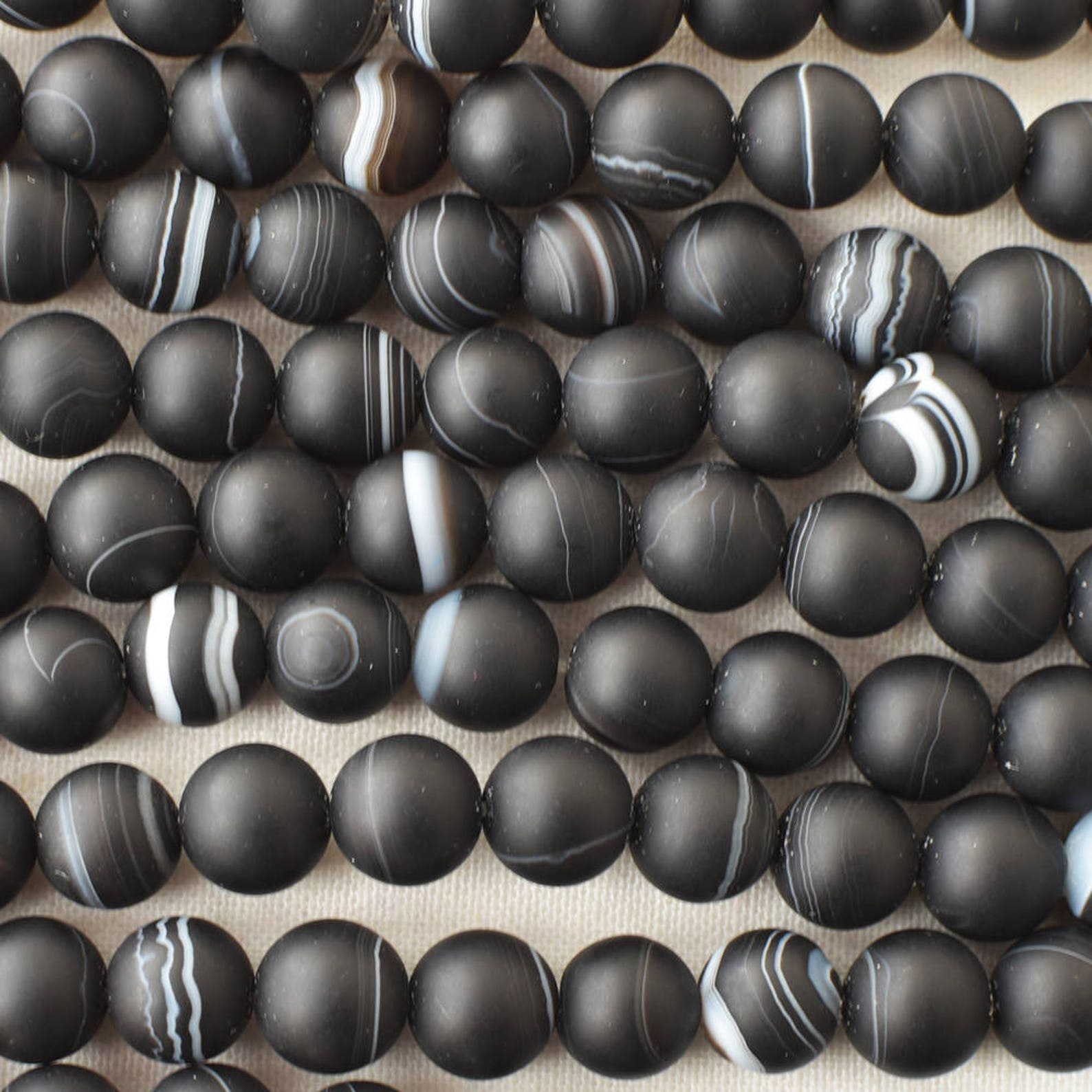 High Quality Grade A Black Banded Agate FROSTED MATTE | Etsy