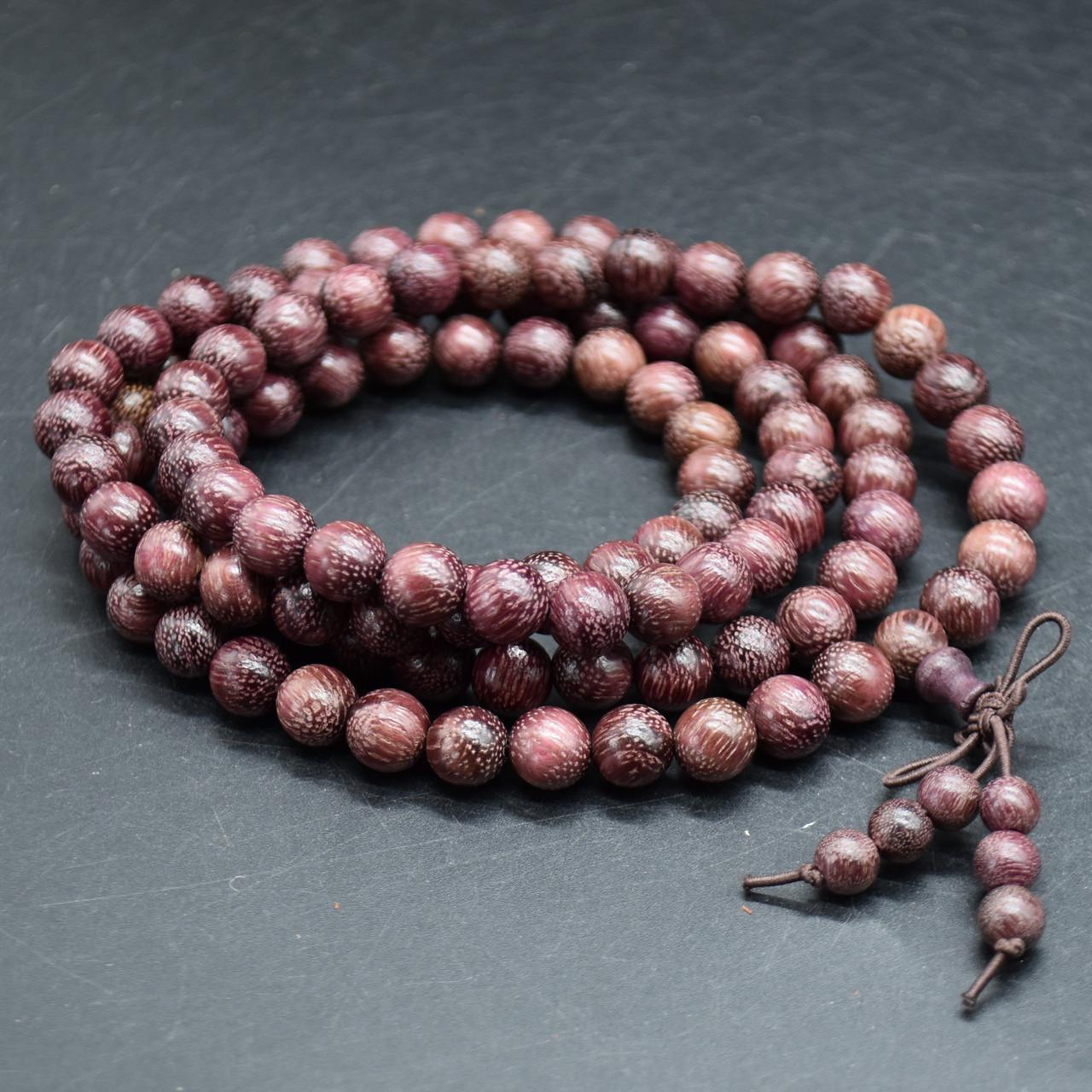 Purple Sandalwood Round Wood Beads - 108 Mala Prayer Beads - 6mm, 8mm ...