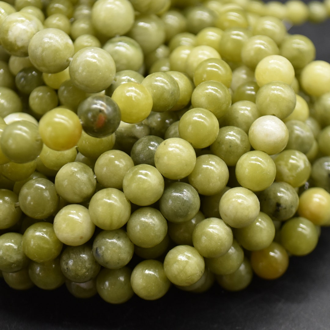 Serpentine Jade Round Beads - 4mm, 6mm, 8mm, 10mm Sizes - 14" Strand ...