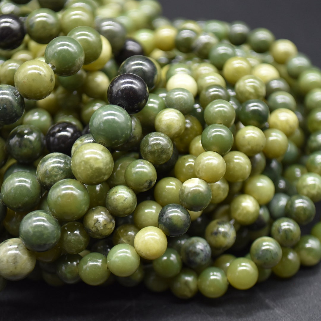 Nephrite Jade (green) Round Beads - 6mm, 8mm, 10mm Sizes - 14" Strand ...
