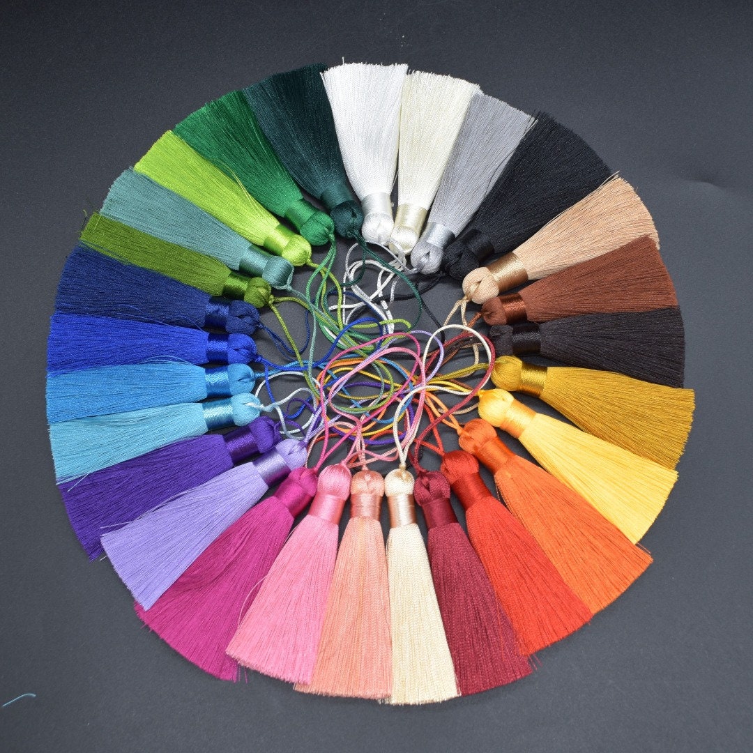 Rayon Silk Thread Mala Jewellery Thick Tassels - 8cm - Various Colours ...